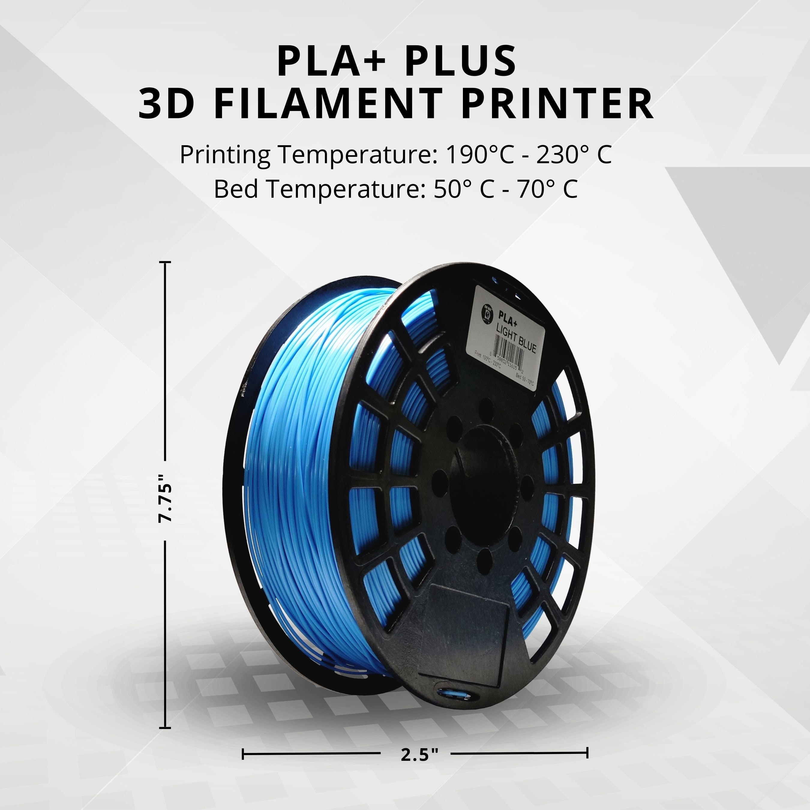 PLA+ 3D Filament | Light Blue | 1.75mm 3D Printing Filament | 1kg/2.2lb ...