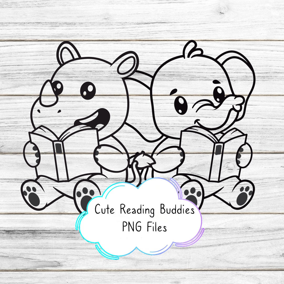 Cute Reading Buddies Animals | PNG | High Quality Instant Digital ...