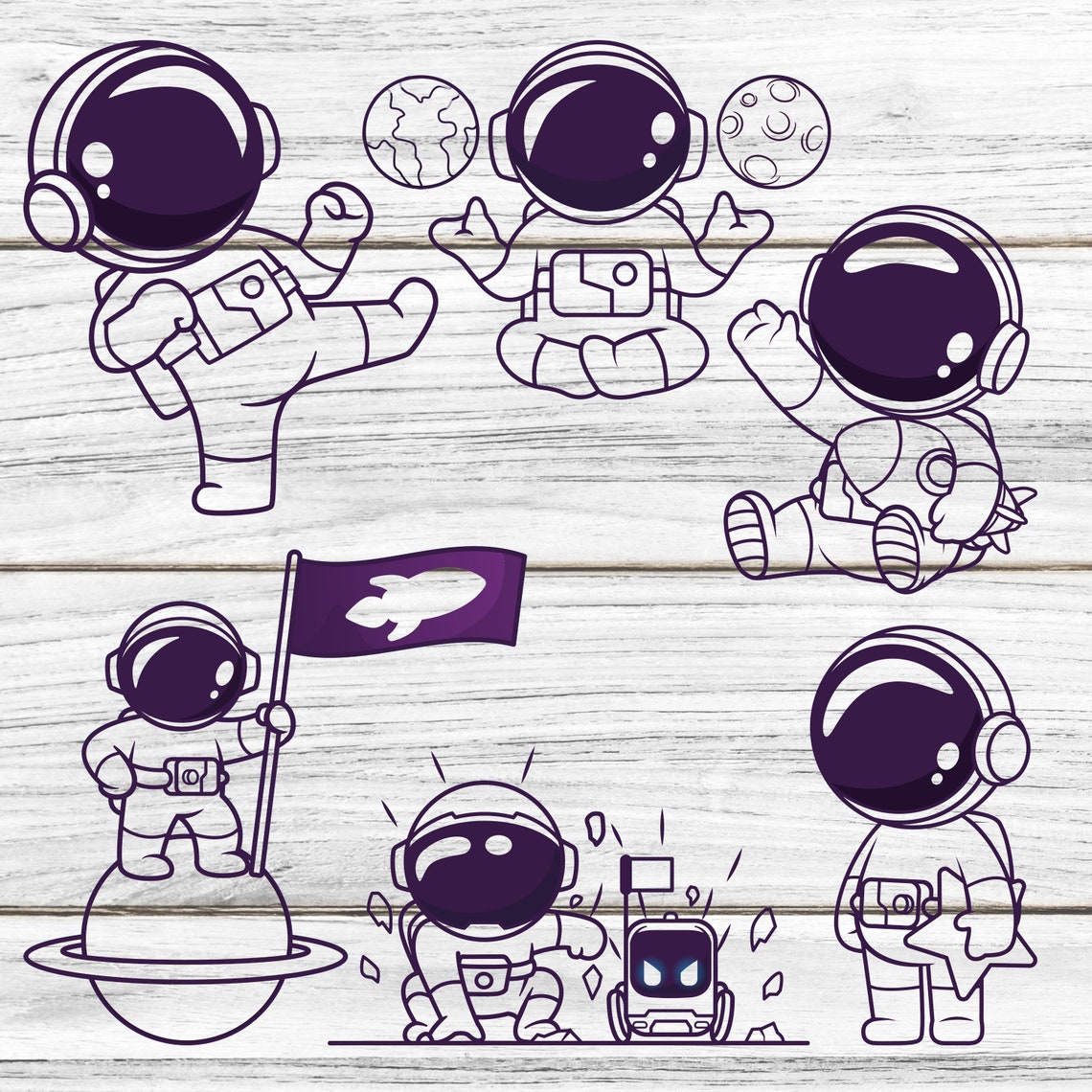 Cute Space Theme Cricut PNG Cut Files | Transparent Image | Instant ...