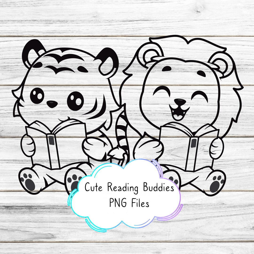 Cute Reading Buddies Animals | PNG | High Quality Instant Digital ...