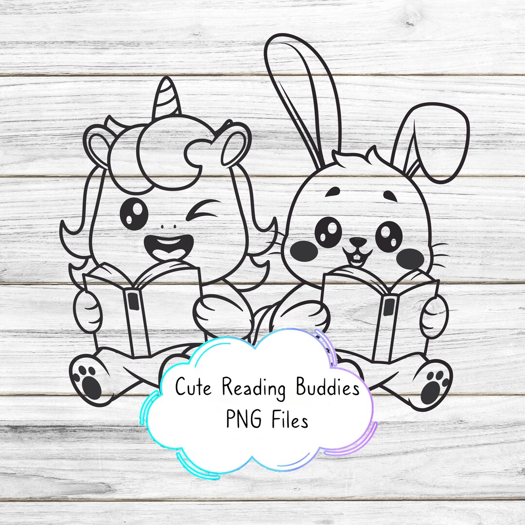 Cute Reading Buddies Animals | PNG | High Quality Instant Digital ...