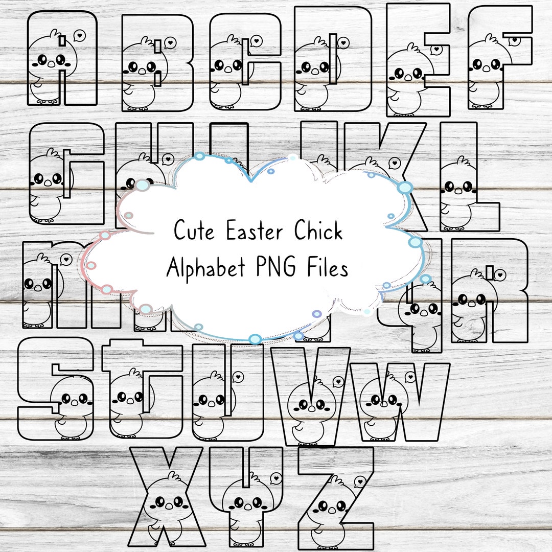Cute Baby Easter Chick PNG Cricut Files | Alphabet Letters Monogram ...