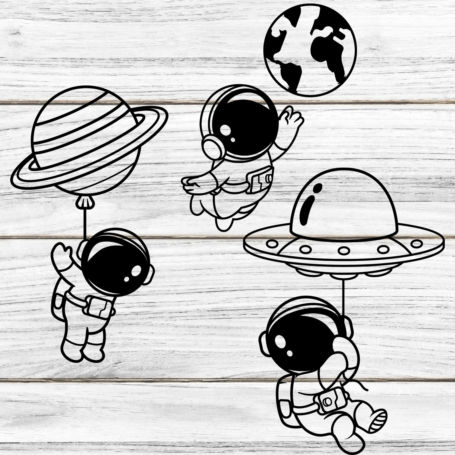 Cute Space Theme Cricut PNG Cut Files | Transparent Image | Instant ...