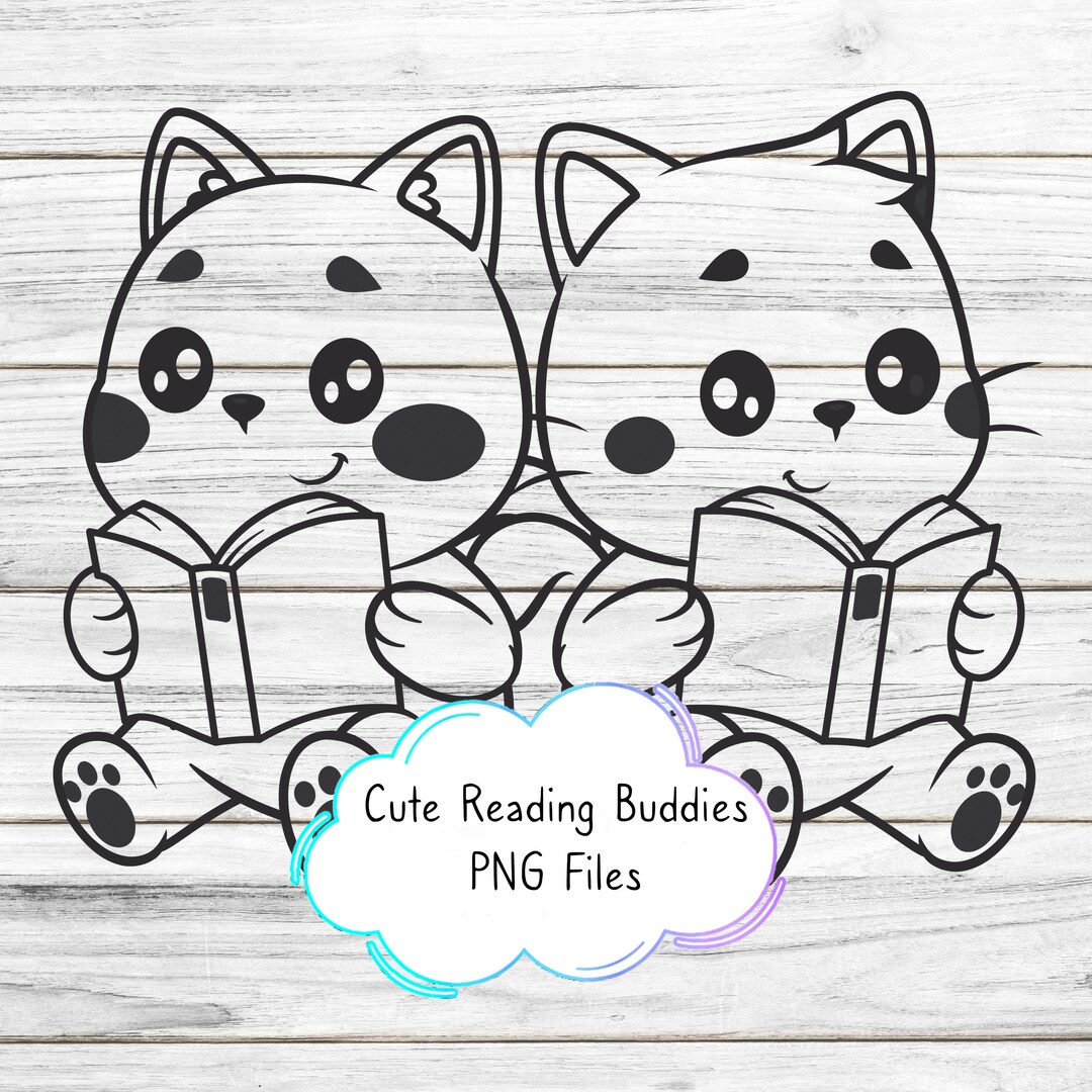 Cute Reading Buddies Animals | PNG | High Quality Instant Digital ...
