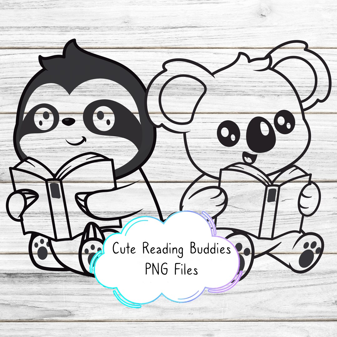 Cute Reading Buddies Animals | PNG | High Quality Instant Digital ...