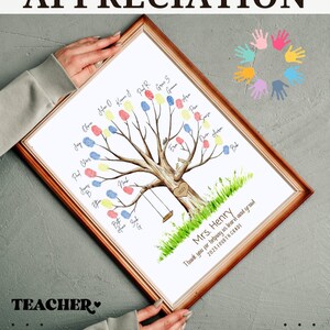 Teacher Appreciation Gift Print Fingerprint Tree Personalized Wedding ...