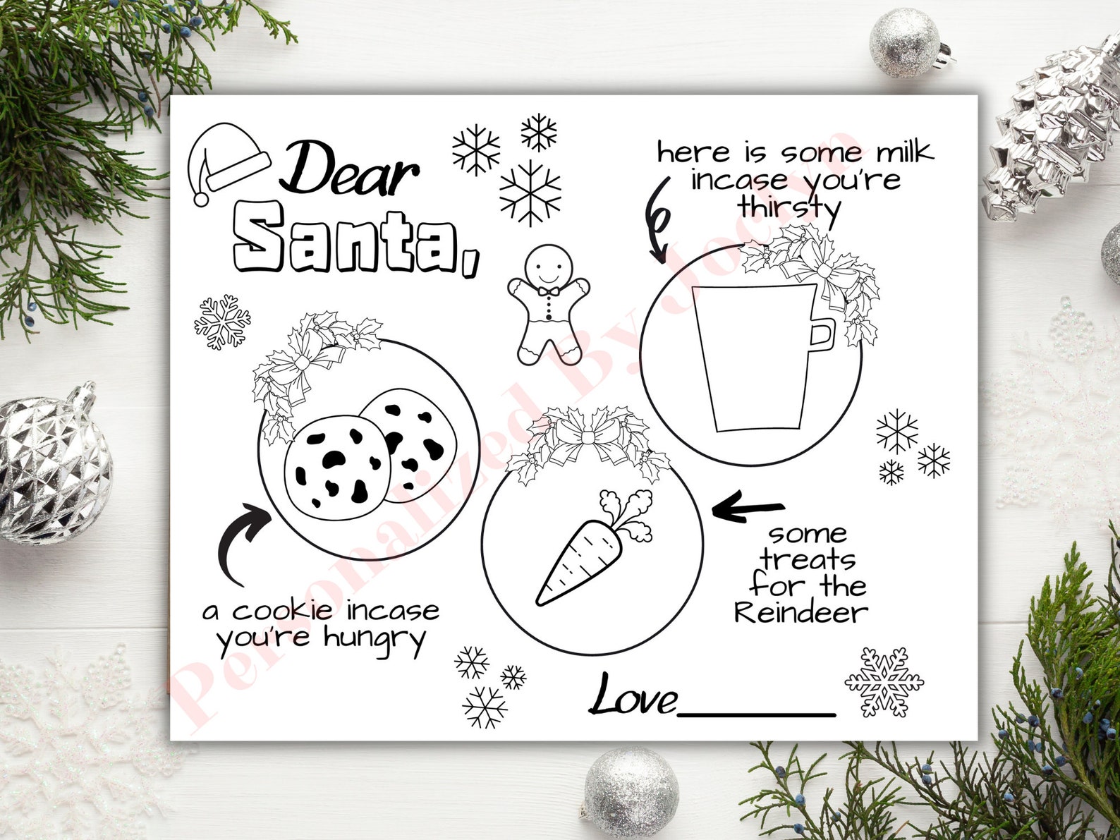 Printable Santa Cookie Plate, Cookies for Santa Mat, Santa Tray ...