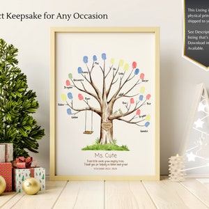 Teacher Appreciation Gift Print Fingerprint Tree Personalized Wedding ...