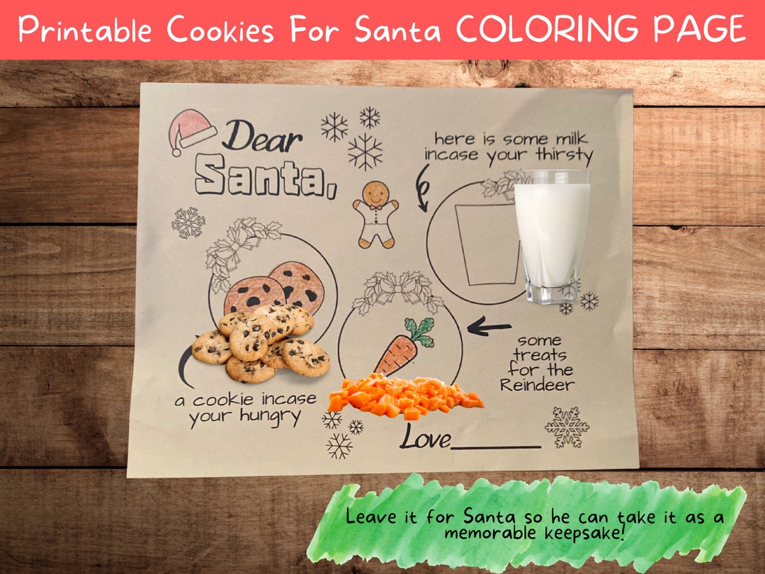 Printable Santa Cookie Plate, Cookies for Santa Mat, Santa Tray ...