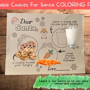 Printable Santa Cookie Plate, Cookies for Santa Mat, Santa Tray ...