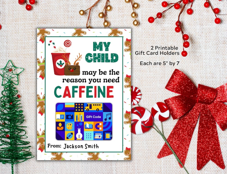 Printable Teacher Christmas Gift Card Holder Coffee Gift - Etsy