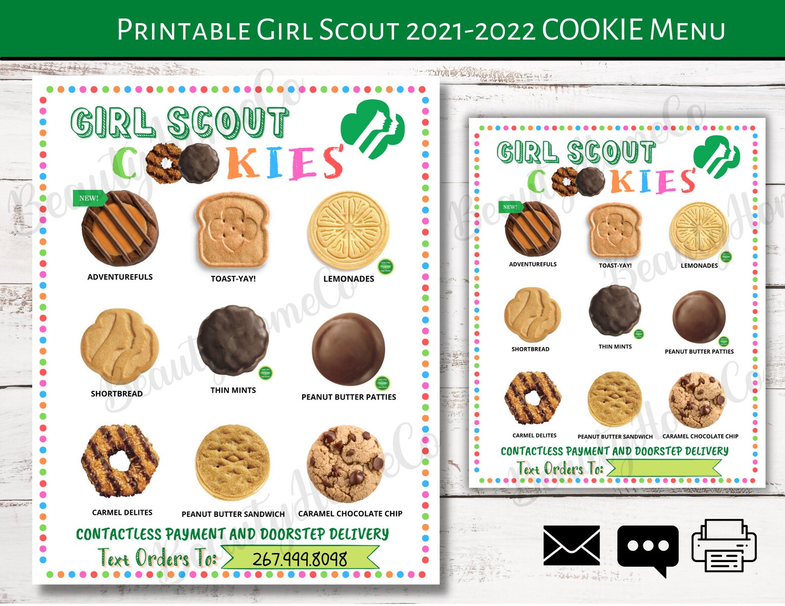 Girlscout Cookie Menu 2021-2022, PRINTABLE ABC Girl Scout TROOP Cookie ...