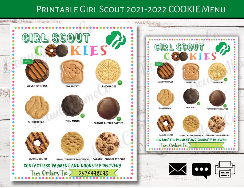 Girlscout Cookie Menu 2021-2022, PRINTABLE ABC Girl Scout TROOP Cookie ...