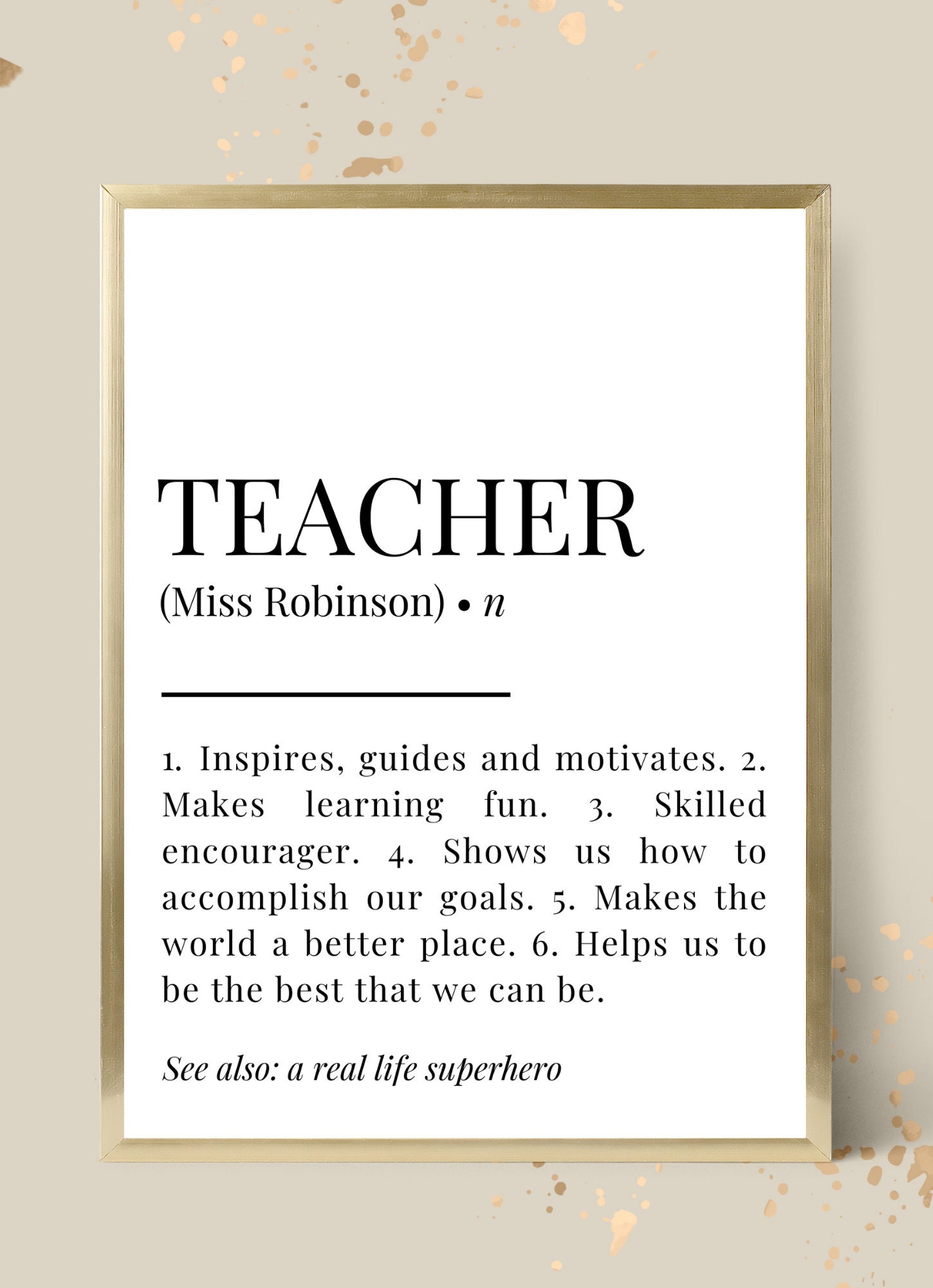 Teacher Dictionary Print Customized Personalized Teacher - Etsy