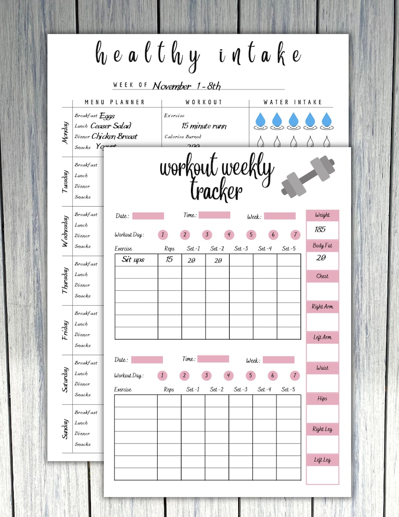 Fitness Planner, Workout Calendar, Weekly Workout, Diet Log,weight ...