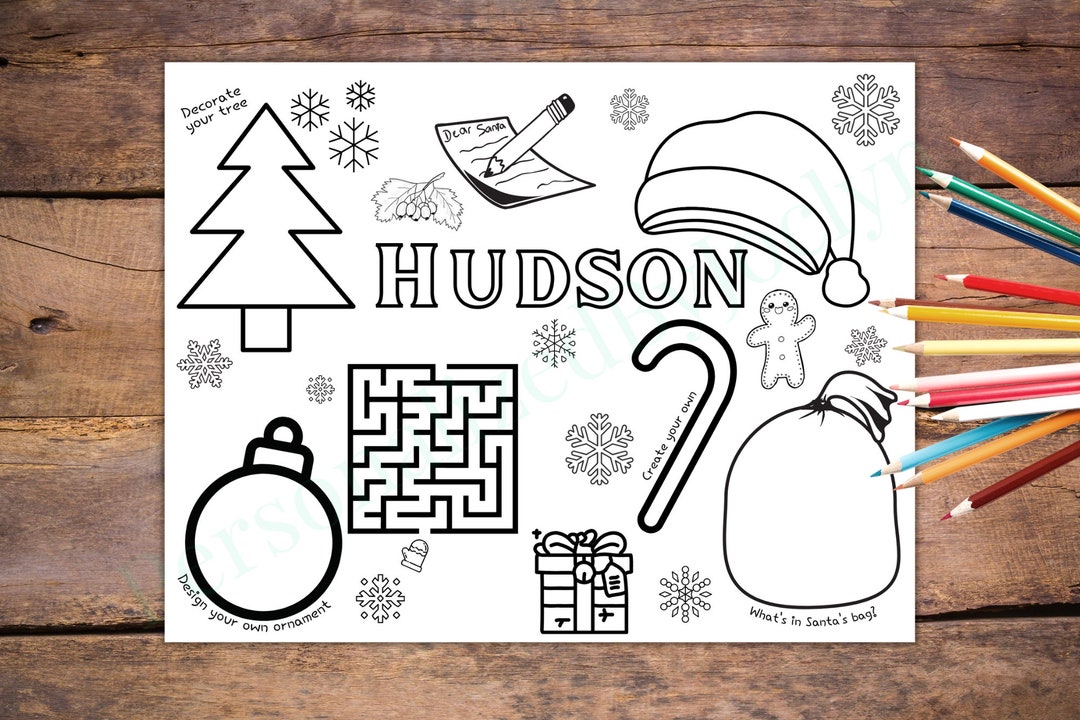 Christmas Coloring Poster, Printable Placemat Activity Coloring Page ...