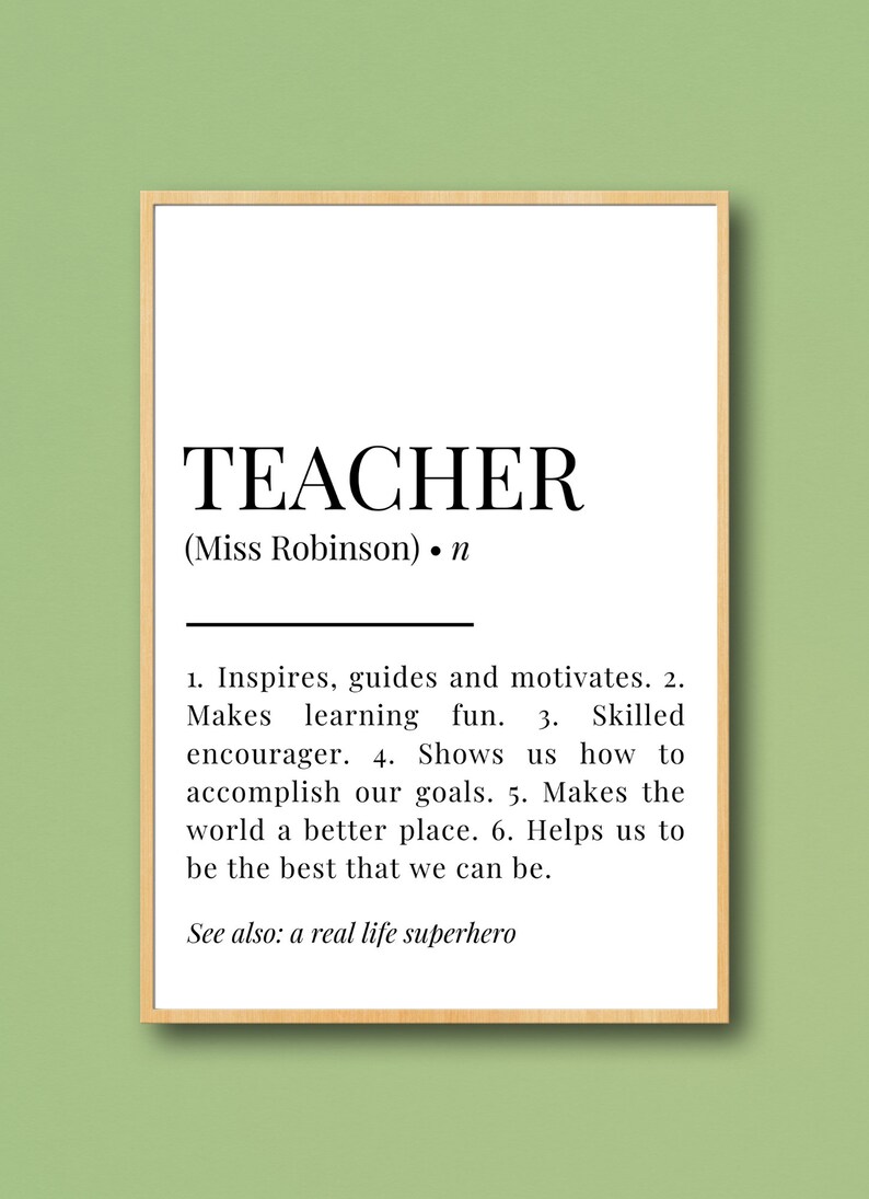 Teacher Dictionary Print Customized, Personalized Teacher Definition ...