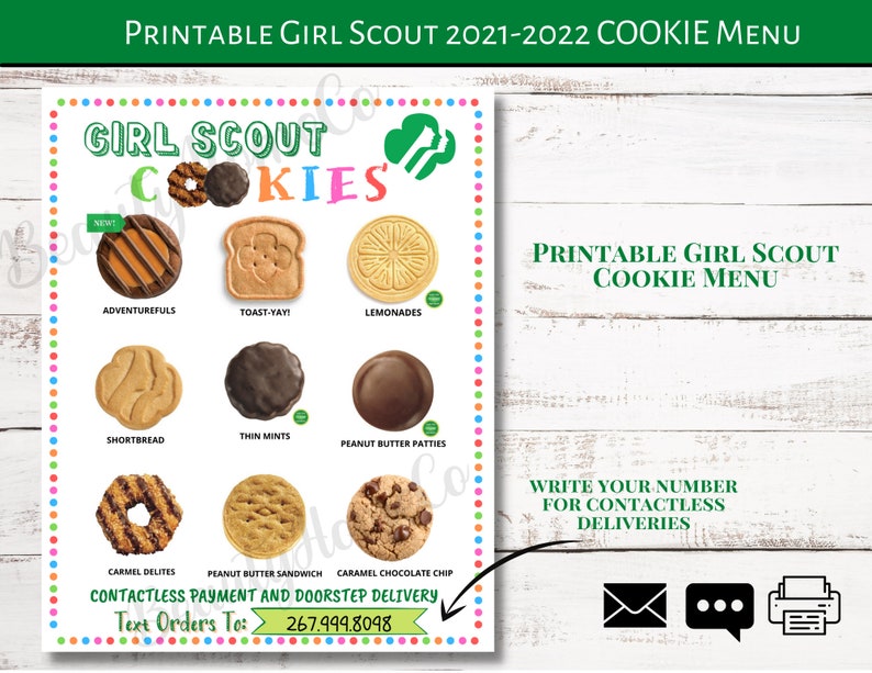Girlscout Cookie Menu 2021-2022, PRINTABLE ABC Girl Scout TROOP Cookie ...