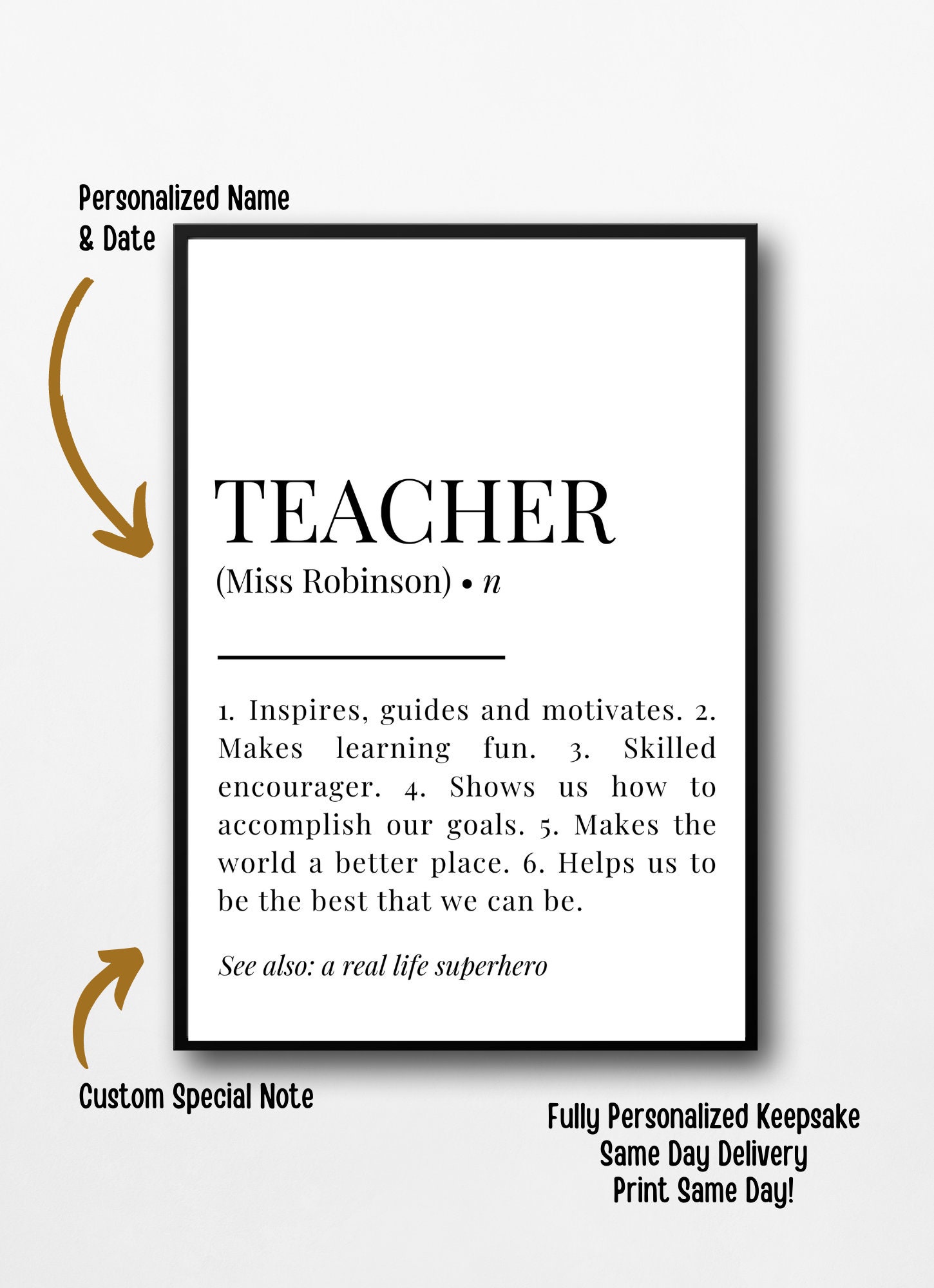 Teacher Dictionary Print Customized, Personalized Teacher Definition ...