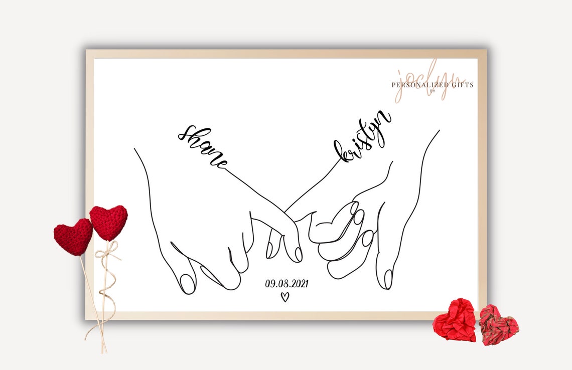 Pinky Promise Custom Pinky Promise Line Drawing Print Couple | Etsy