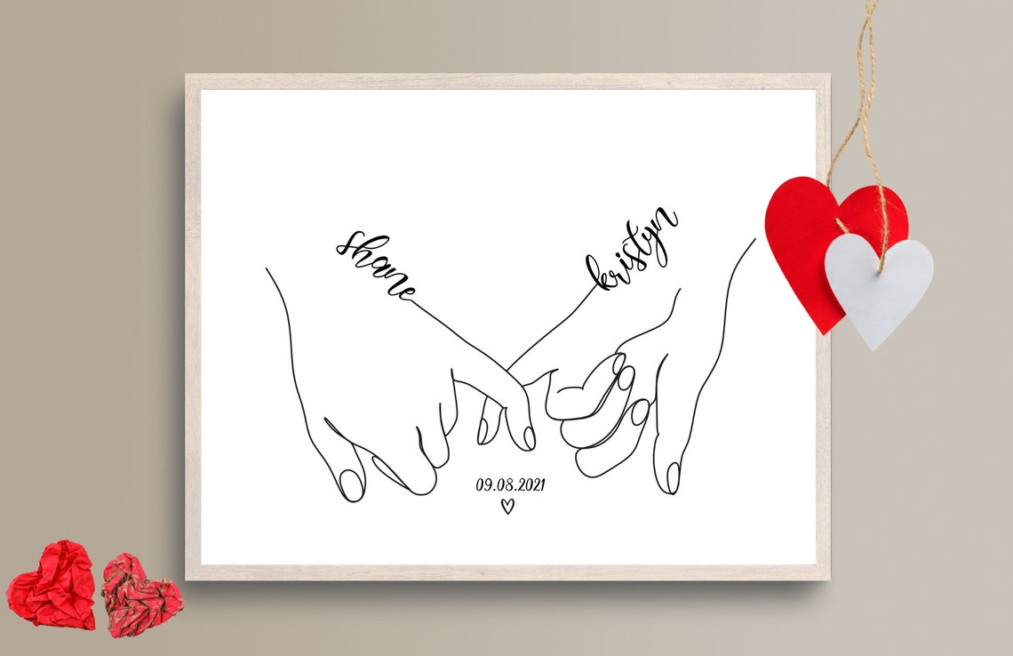 Pinky Promise Custom Pinky Promise Line Drawing Print Couple | Etsy