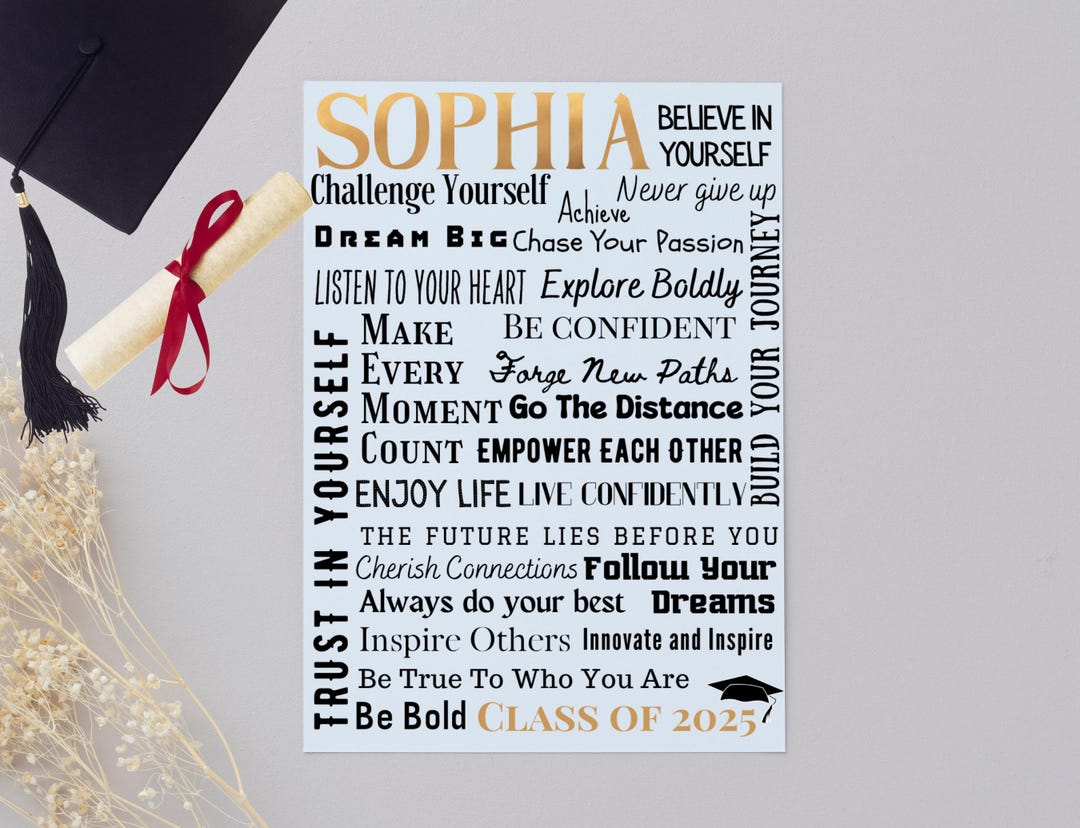 Personalized Graduation Keepsake Print: Motivational Gift (digital ...