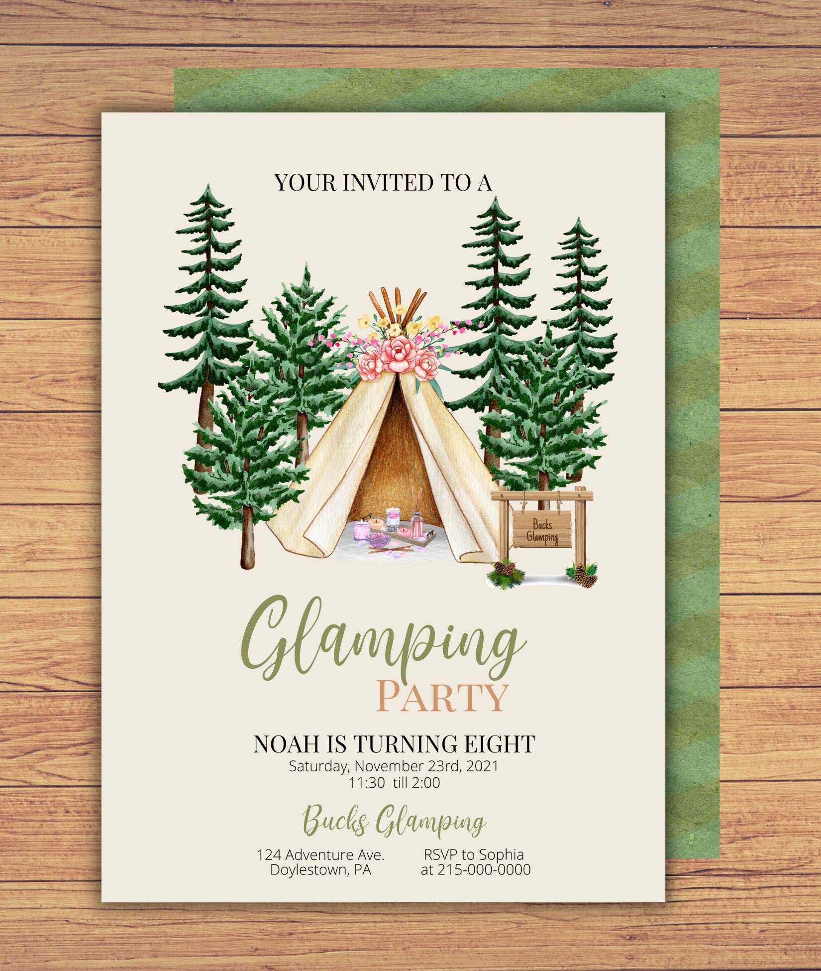 Glamping Birthday Party, Glamping Sleepover Party, Sleepover Party, Sleepover Invite, Glamping ...