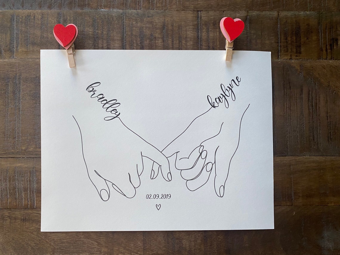 Pinky Promise Custom Pinky Promise Line Drawing Print Couple | Etsy
