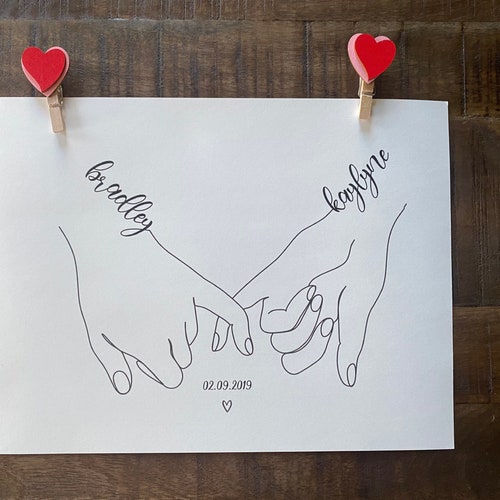 Pinky Promise Line Print Personalized Couples Gift With - Etsy