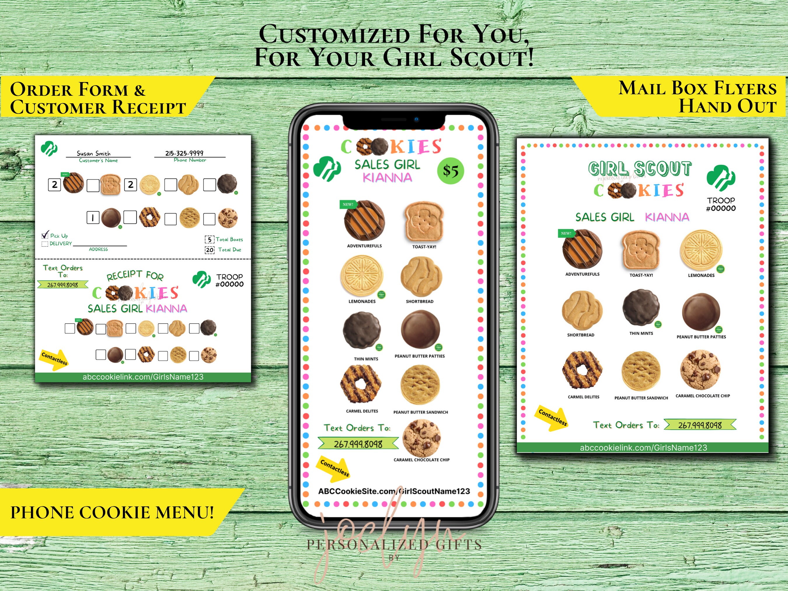 Printable 2022 Girl Scout Cookie Menu, ABC Order Form Receipt, Girl ...