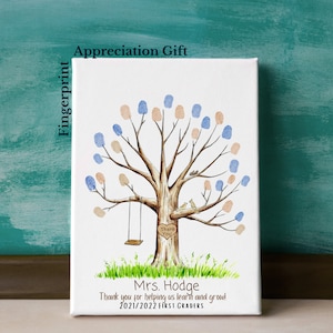 Thumbprint Gift, Teacher Appreciation Gift Print | Fingerprint Tree ...