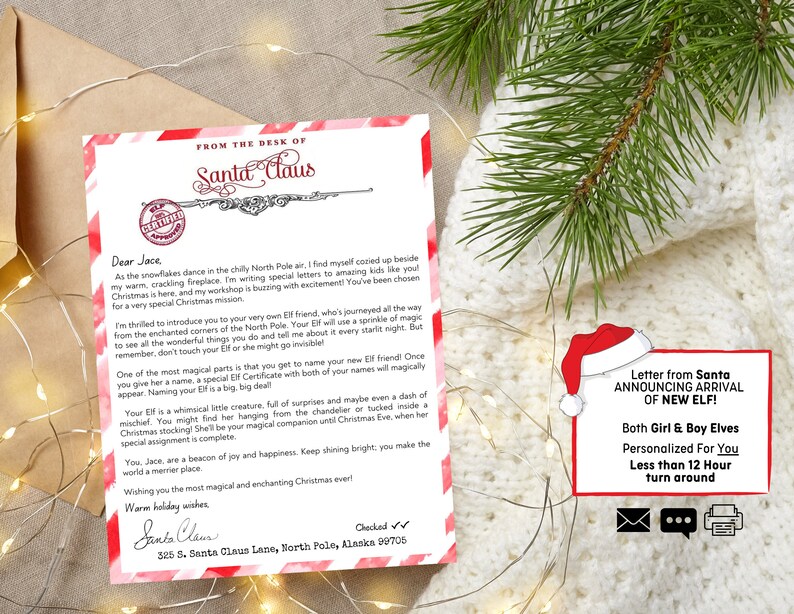First-time New Elf Arrival Letter: Editable & Printable Santa Letters ...
