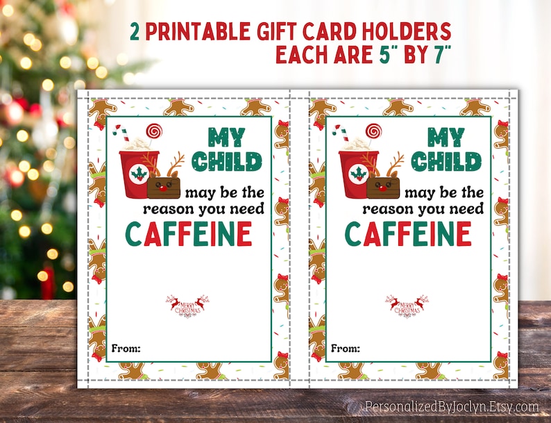 Printable Teacher Christmas Gift Card Holder Coffee Gift - Etsy