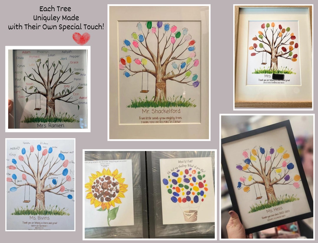 Personalized Teacher Fingerprint Tree Art - Class of 2025 (digital ...