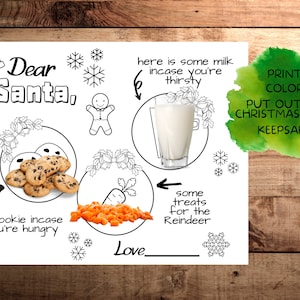 Printable Santa Cookie Plate, Cookies for Santa Mat, Santa Tray ...