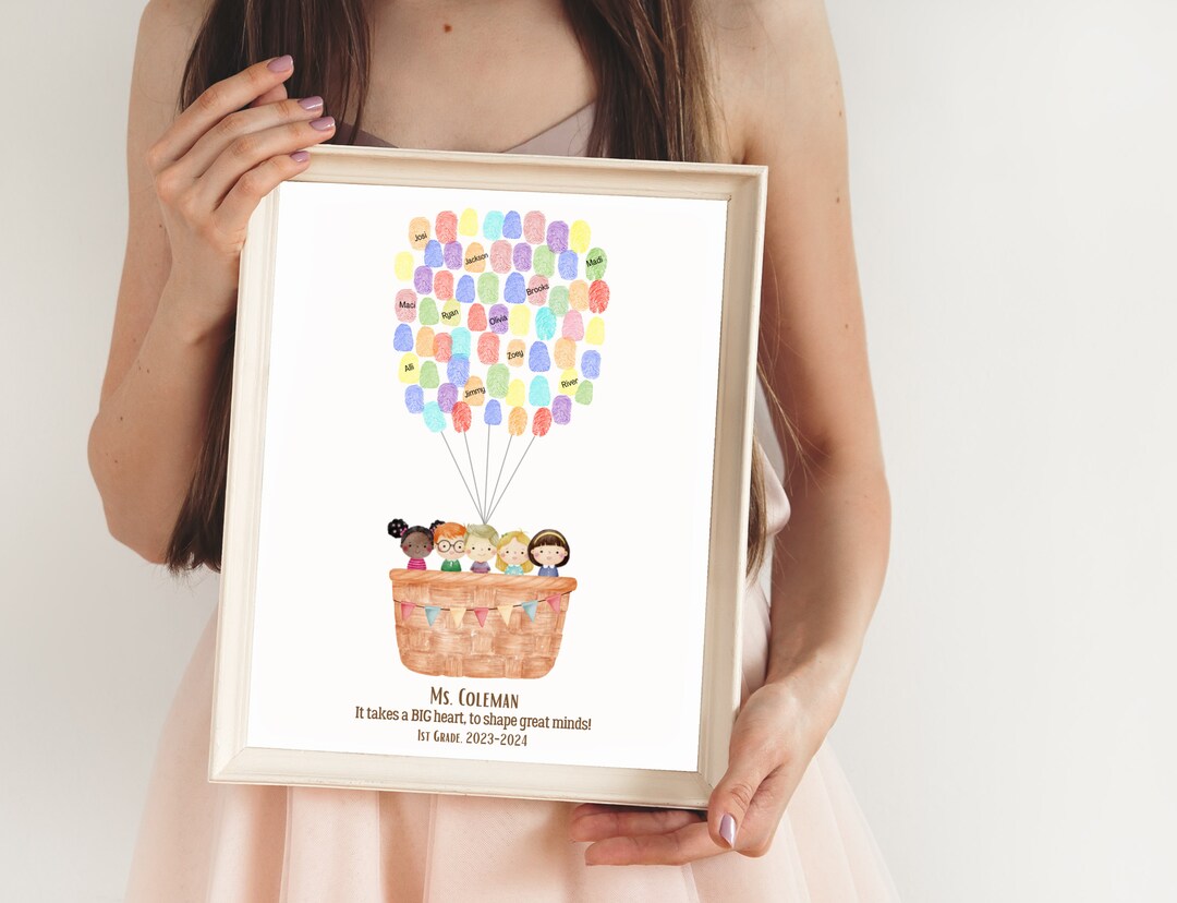 Teacher Appreciation Gift, DIY Thumbprint Class Art From Student ...