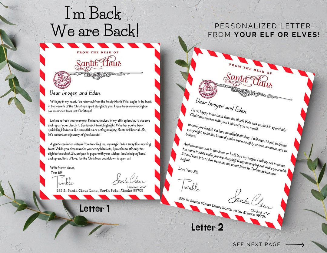 I'm Back Elf Arrival Letter, Elves We Are Back: Editable & Printable We ...