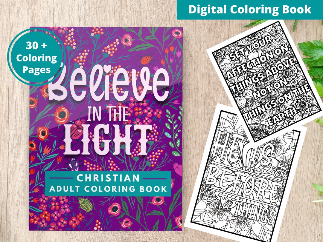 30 Page Adult Christian Coloring Book | Words of Affirmations and ...