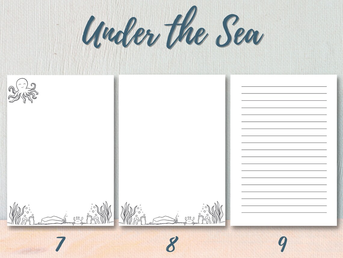 KDP Printable Ocean Themed Stationery Set for Kids Under the - Etsy