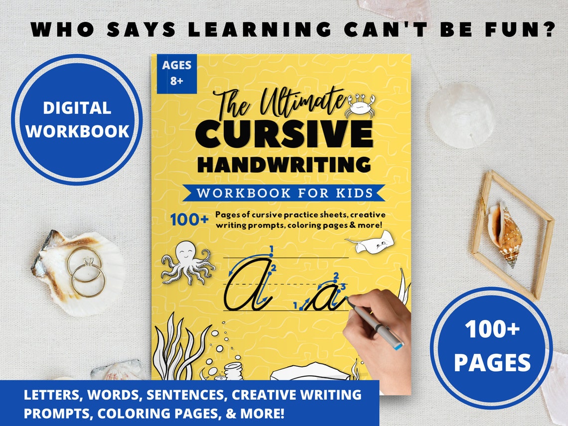 100 Page Cursive Handwriting Workbook Printable | Etsy