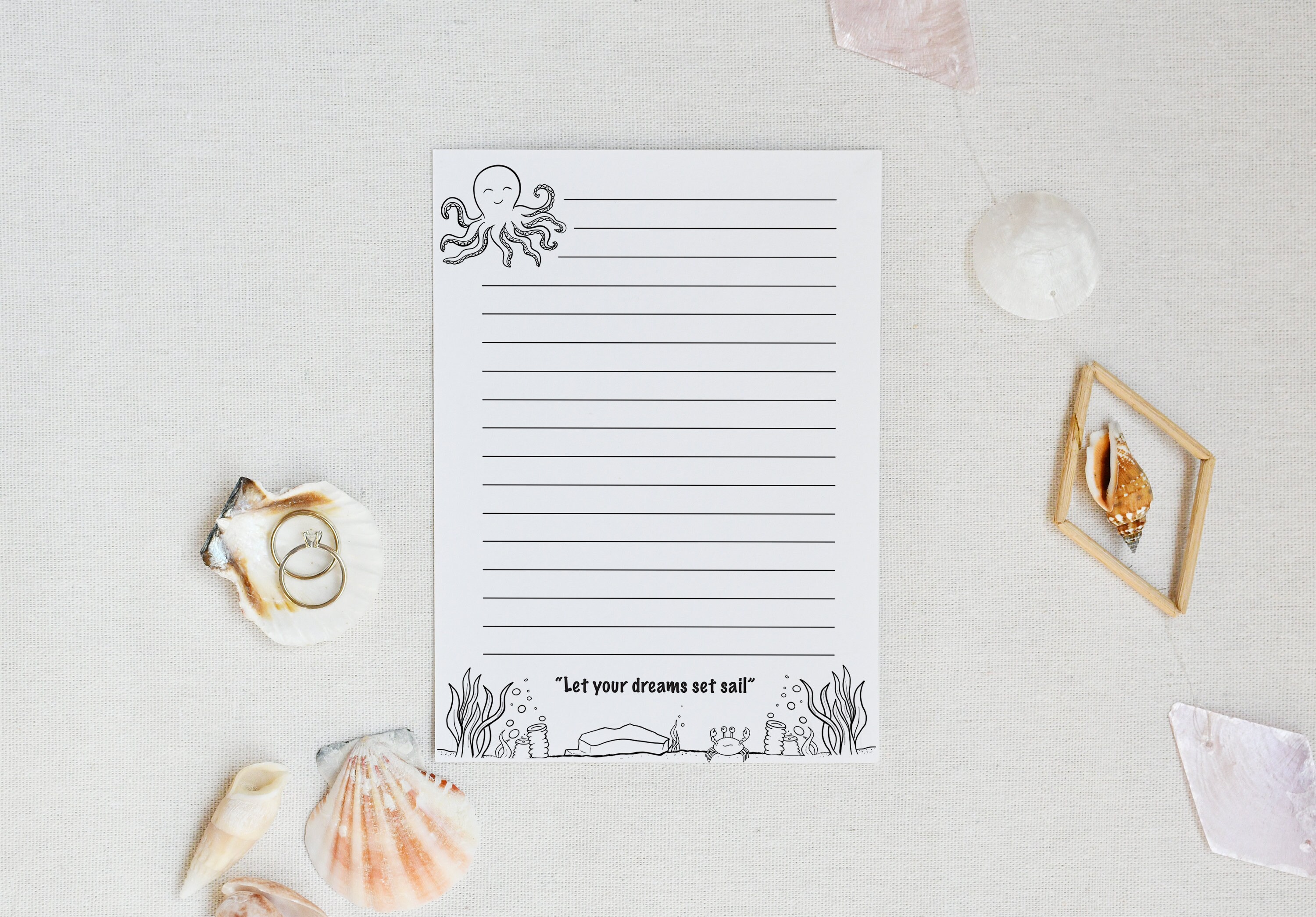KDP Printable Ocean Themed Stationery Set for Kids, Under the Sea ...