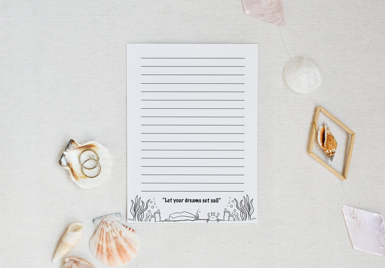KDP Printable Ocean Themed Stationery Set for Kids, Under the Sea ...