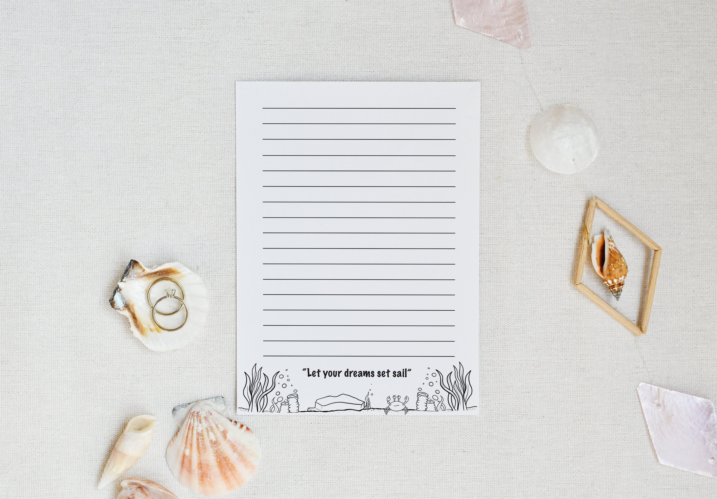 KDP Printable Ocean Themed Stationery Set for Kids, Under the Sea ...