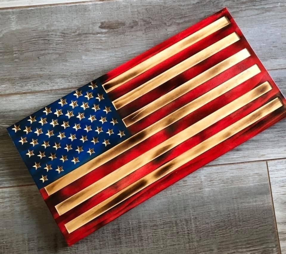 Wooden CNC American Flag - Etsy