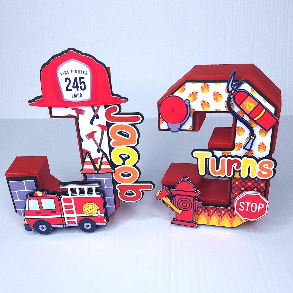 Fire Truck 3D Letters: Firefighter Birthday Party Decor - Etsy