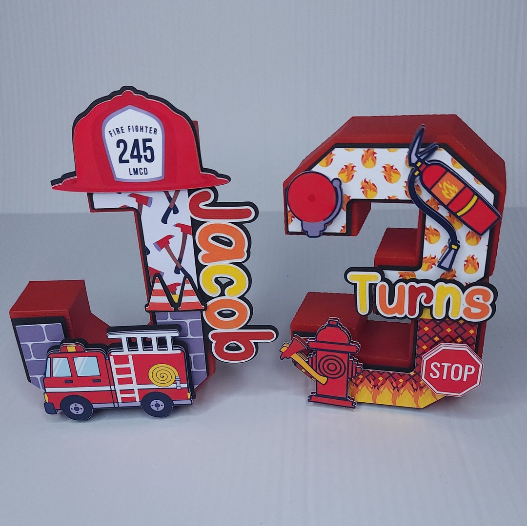 Fire Truck 3D Letters, Fire Truck Party Decorations, Firefighter ...