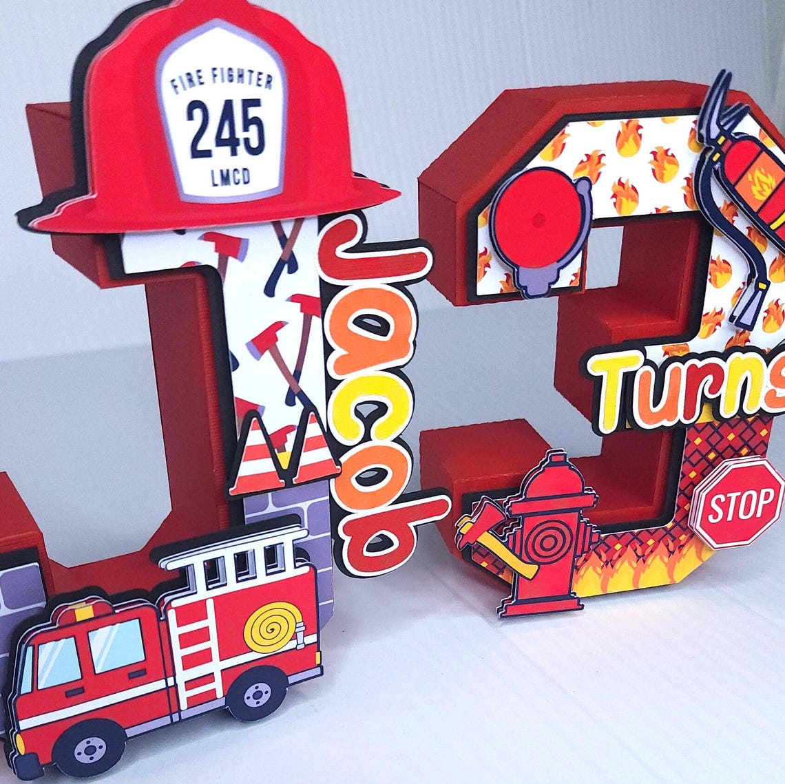 Fire Truck 3D Letters: Firefighter Birthday Party Decor - Etsy