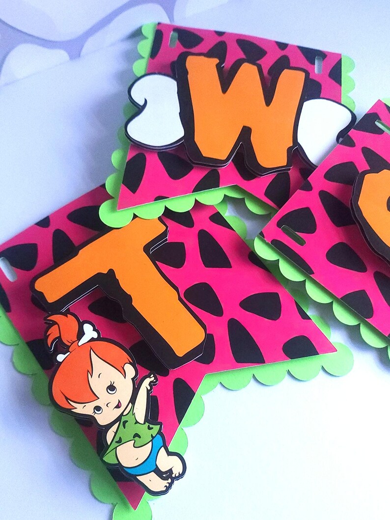 Pebbles Flintstones Birthday Banner: 3D Party Decoration - Etsy