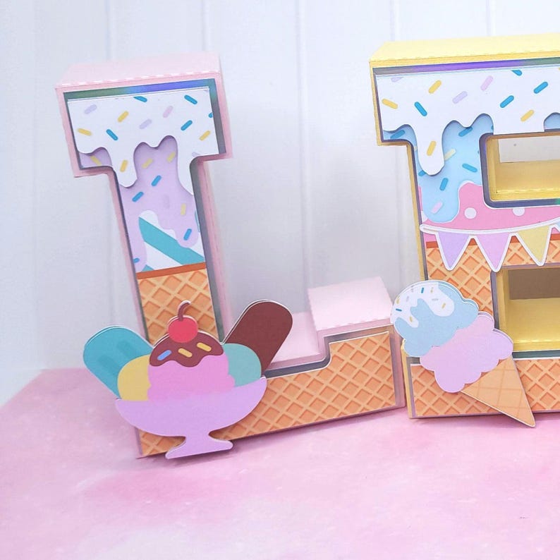 I Scream Four Ice Cream 3D Letter, Party Decoration - Etsy