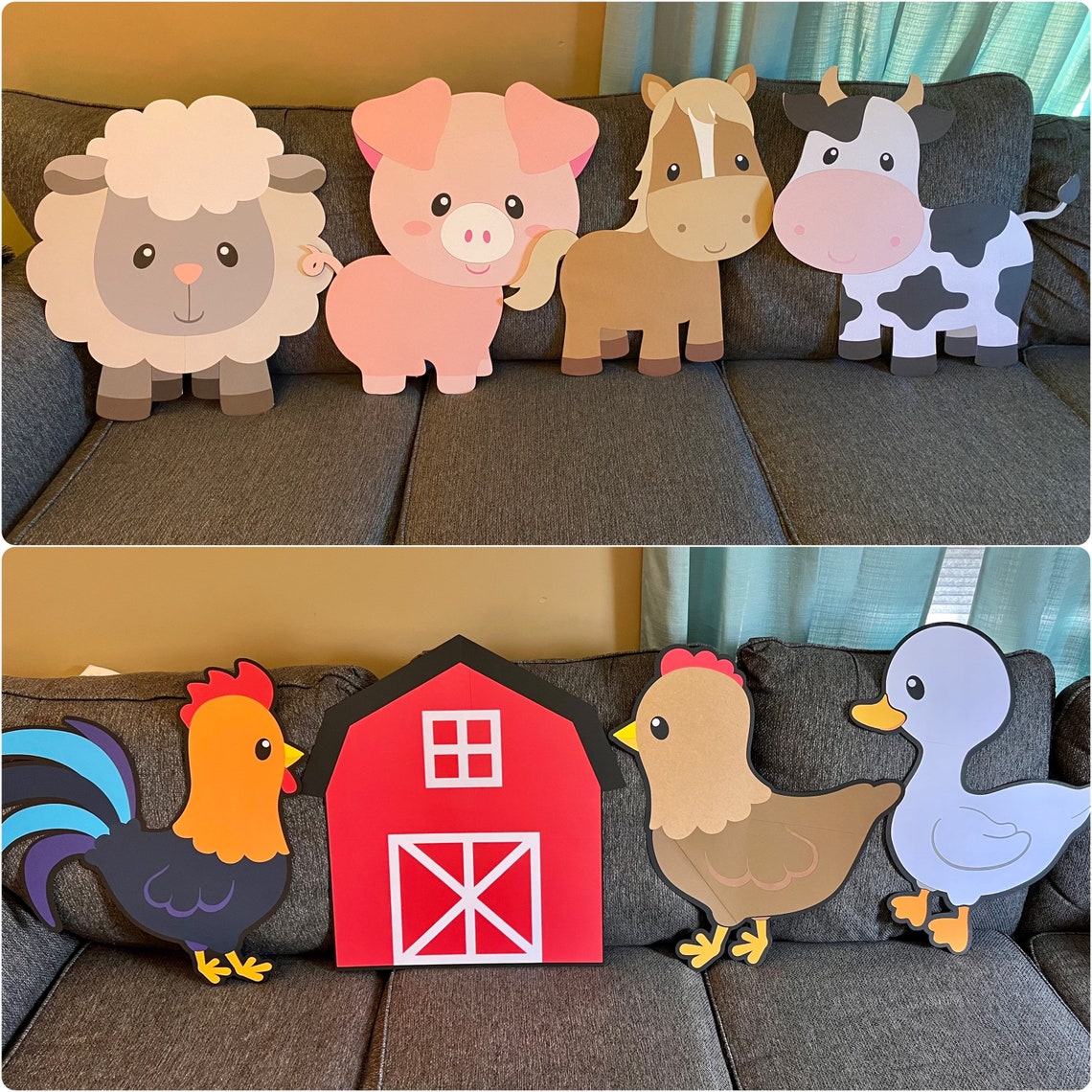 2 Ft Tall Farm Animals Characters, Farm Animal Birthday Prop, Farm ...